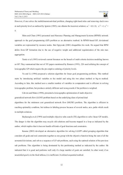 Comparisons Of Linear Goal Programming Algorithms