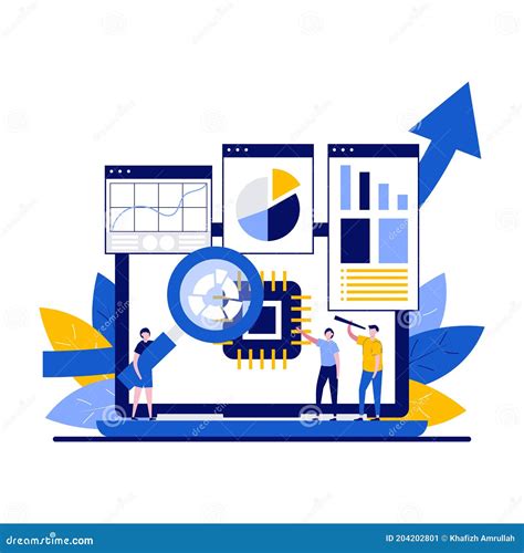 System Analysis Concept With Character People And Laptop Screen With