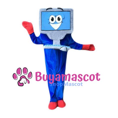 Blue Computer Mascot Costumes Free Shipping