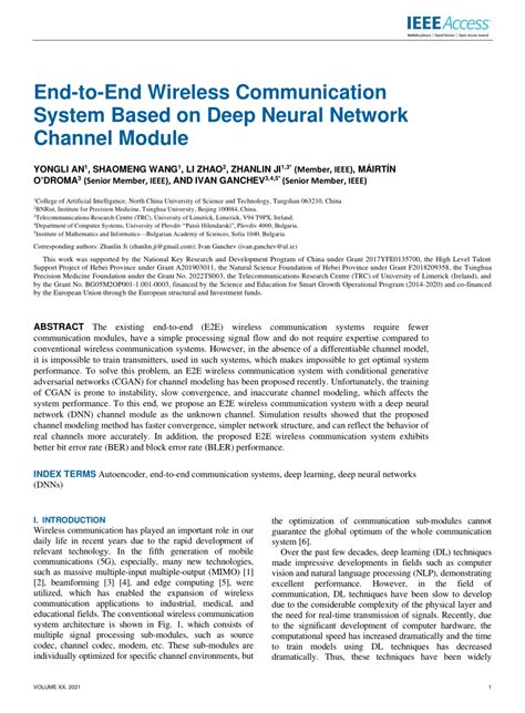 PDF End To End Wireless Communication System Based On Deep Neural Network Channel Module
