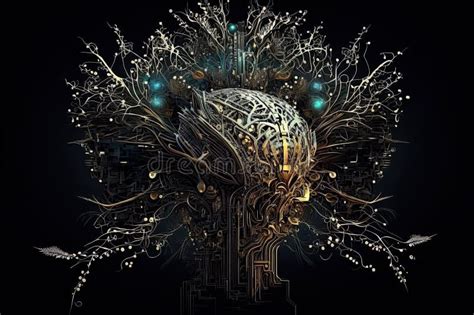 Brain Of Digital Artificial Intelligence With Neural Connections
