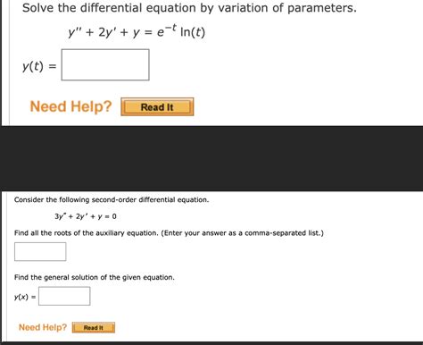 Solved Solve The Differential Equation By Variation Of Chegg