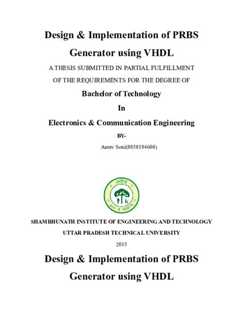Doc Design And Implementation Of Prbs Generator Using Vhdl