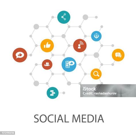 소셜 미디어 프리젠 테이션 템플릿 커버 레이아웃 및 인포 그래픽 같은 공유 팔로우 코멘트 아이콘 에 대한 스톡 벡터 아트 및 기타 이미지 Istock