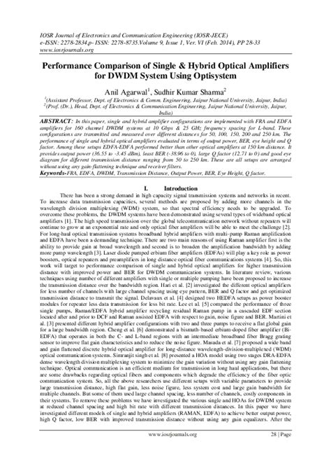 Pdf Performance Comparison Of Single And Hybrid Optical Amplifiers For