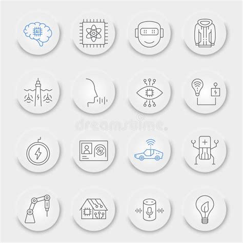 Future Technology Line Icon Set Stock Vector Illustration Of Digital