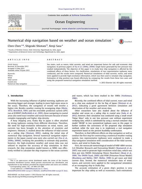 Pdf Numerical Ship Navigation Based On Weather And Ocean Simulation