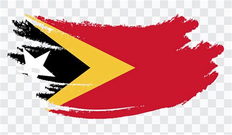 동티모르 국기가 있는 그런지 브러시 스트로크 수채화 그림 깃발 포스터 국기의 배너 스타일 수채화 그리기 투명한 배경에 격리된