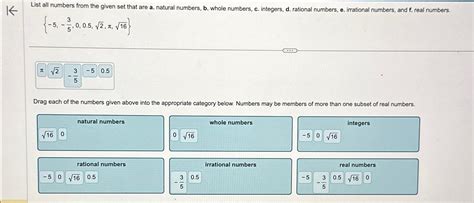 Solved List All Numbers From The Given Set That Are A Chegg