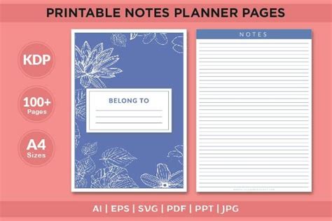Printable Notes Planner Pages Graphic By Finer Designers Creative Fabrica