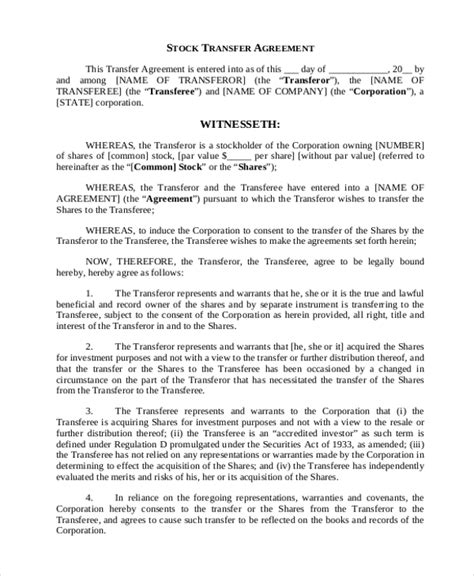 Stock Transfer Form Template