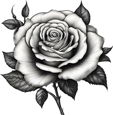 Premium Psd Black And White Rose Drawing Black And White Rose Tattoo