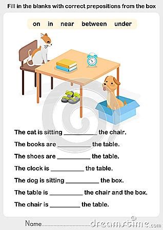 Fill In The Blanks With Correct Prepositions Stock Vector Image 80267445
