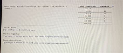 Solved Identify The Class Width Class Midpoints And Class