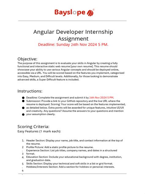 angular developer internship assignment pdf world wide web