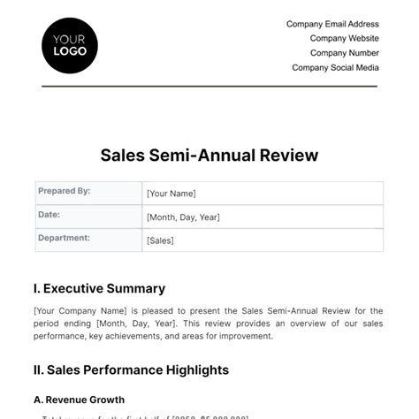 Free Sales Semi Annual Review Template To Edit Online