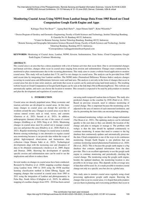 Pdf Monitoring Coastal Areas Using Ndwi From Landsat Image Data From 1985 Based On Cloud