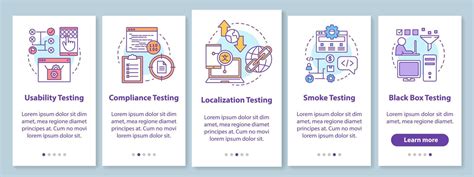 Non Functional Software Testing Onboarding Mobile App Page Screen With Linear Concepts
