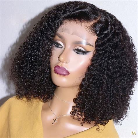 100 Brazilian Virgin Human Hair Short Afro Kinky Curly Bob Lace Front