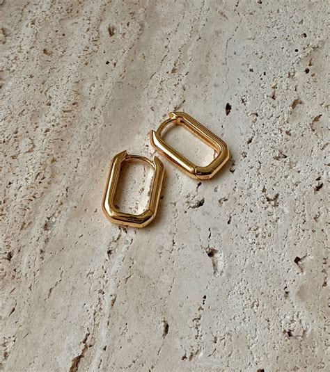 Paper Clip Earrings 18k Gold Plated Sterling Silver Minimalist