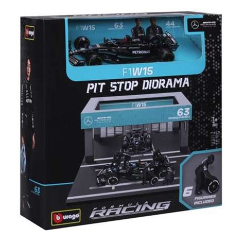 Mercedes F1 W15 Diorama Garage Pit Stop 63 George Russell F1 2024
