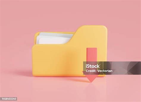 분홍색 배경에 격리된 다운로드 폴더 아이콘의 3d 렌더링 그림 데이터 저장 컴퓨터 폴더 데이터 다운로드 종이 아이콘 화살표 파일