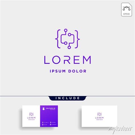 Coding Digital Logo Design Template Vector Lineart Posters For The Wall Posters Network
