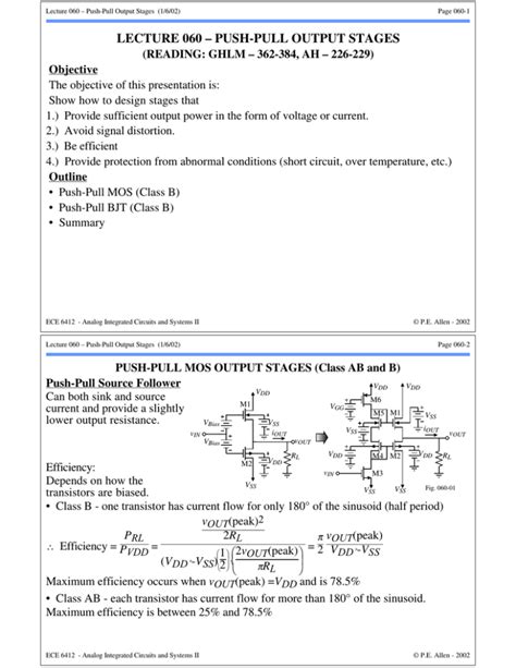 Lecture 060 Push Pull Output Stages