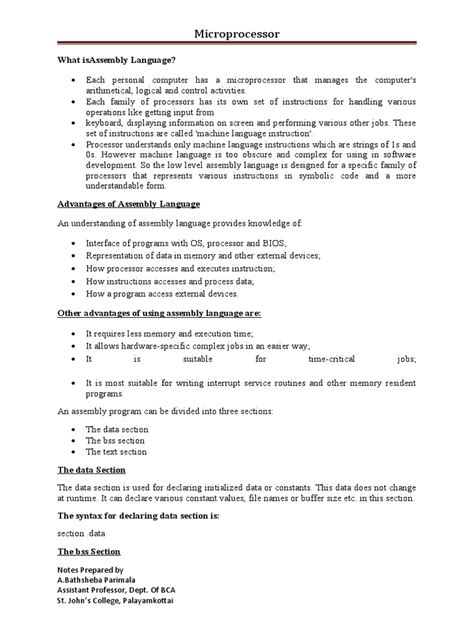 Microprocessor Pdf Assembly Language Computer Program