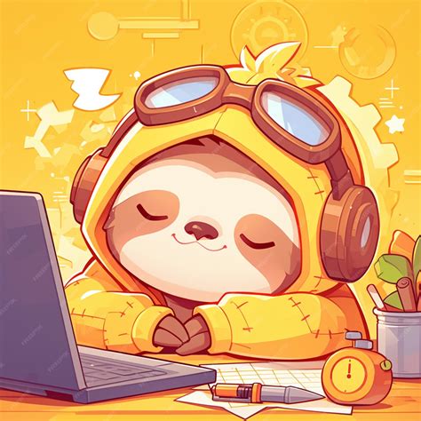 Premium Vector A Lazy Sloth Software Engineer Cartoon Style