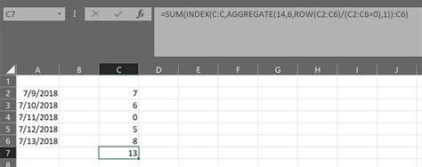 Excel Sum Numbers In A Column Only After It Sees A Specific Number Stack Overflow