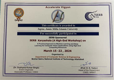 Sapna Salonia On Linkedin Machinelearning Deeplearning Computervision Serb Mnnit