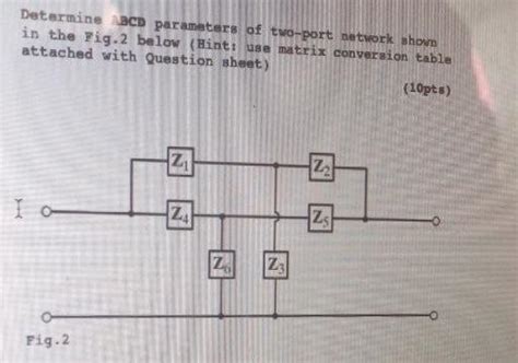 Solved Determine Abcd Parameters Of Two Port Network Shown