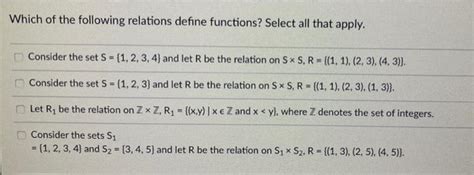 solved which of the following relations define functions