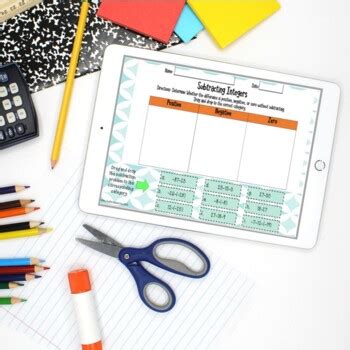 Subtracting Integers Digital Activity Pack Distance Learning Printable