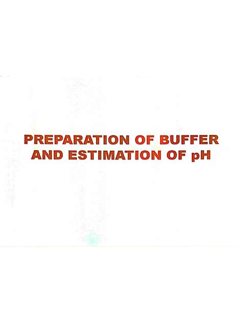 Preparation Of Buffer And Estimation Of Ph Pdf