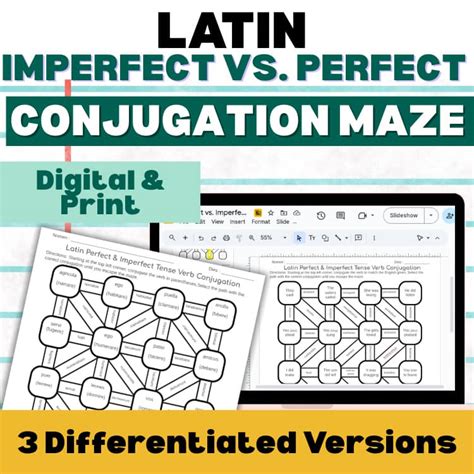 Latin Perfect Vsimperfect Conjugation Maze Worksheet Digital Andprint
