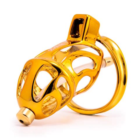 Golden Chamber Metal Lock Chastity Cage Luxechastity