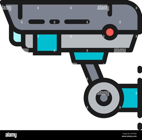 Security Camera Cctv Safety Home Protection System Flat Color Line