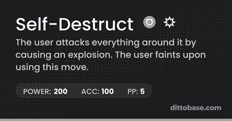 Self Destruct Pokémon Move Dittobase