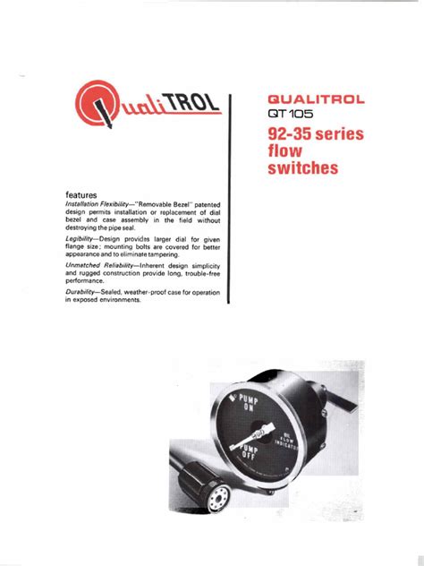 Qualitrol 92 35 Series Flow Switch Pdf
