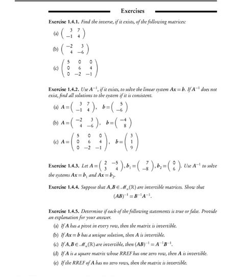 Solved Exercise 1 4 1 Find The Inverse If It Exists Of Chegg Com