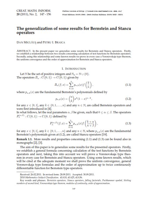 The Generalization Of Some Results For Bernstein And Stancu Operators