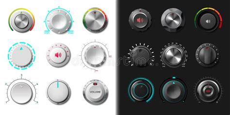 Radio Dial 3d Knob Buttons Circle Music Switch Round Modern Rotate Control Sound Dashboard