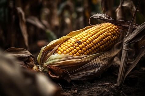 Premium AI Image A Corn On The Cob Is In A Field