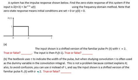 A System Has The Impulse Response Shown Below Find Chegg