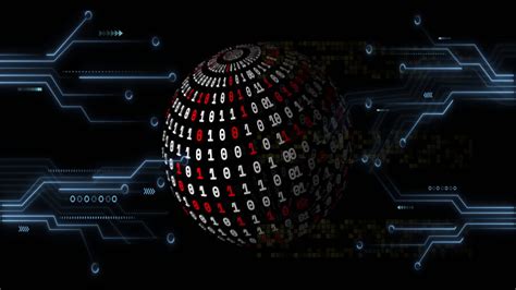 Premium Stock Video Binary Code Sphere With Digital Circuits And Data