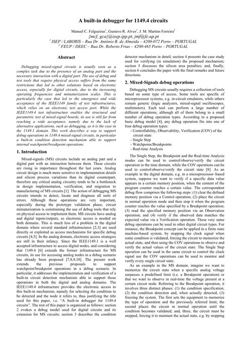 Pdf A Built In Debugger For 11494 Circuits