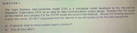 Solved QUESTION The Open Systems Interconnection Model Chegg