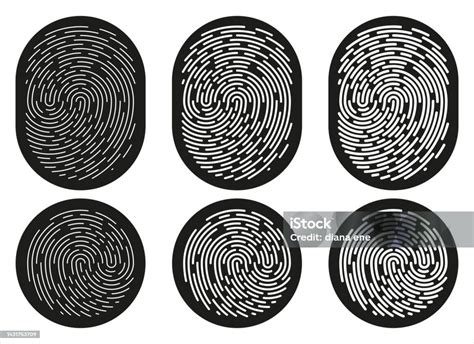 지문 인식 기호 아이콘이 평면 스타일로 설정되어 있습니다 보안 인증 흰색에 고립된 벡터 일러스트 레이 션 발자국에 대한 스톡 벡터 아트 및 기타 이미지 Istock